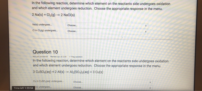 Solved In the following reaction, determine which element on | Chegg.com
