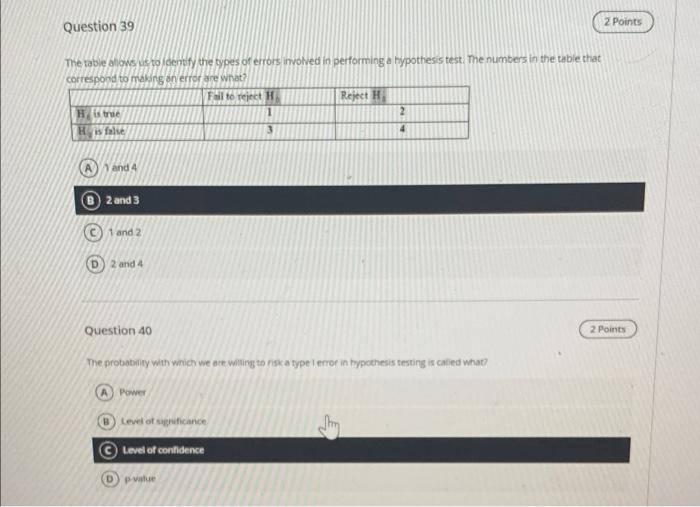Solved 2 Points Question 39 The table blows us to identify | Chegg.com