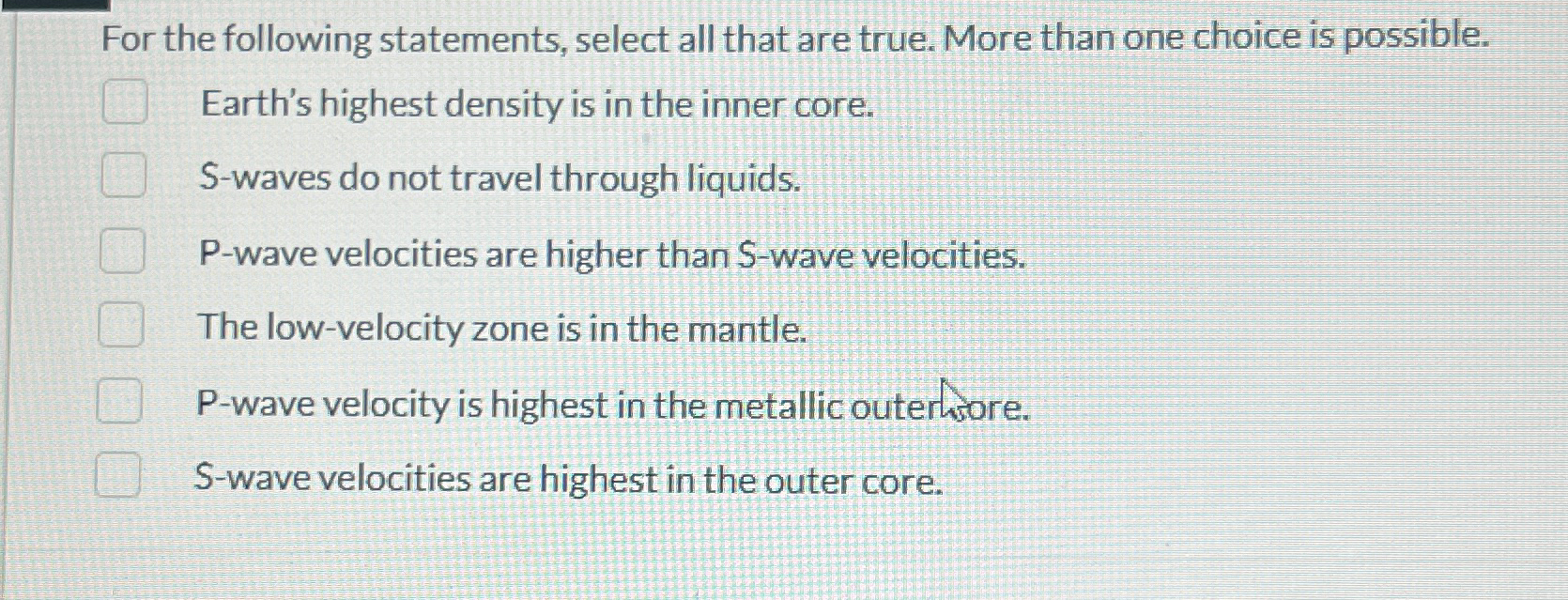 Solved For the following statements, select all that are | Chegg.com