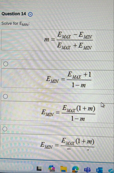 Solved Question 14Solve for EMIN | Chegg.com