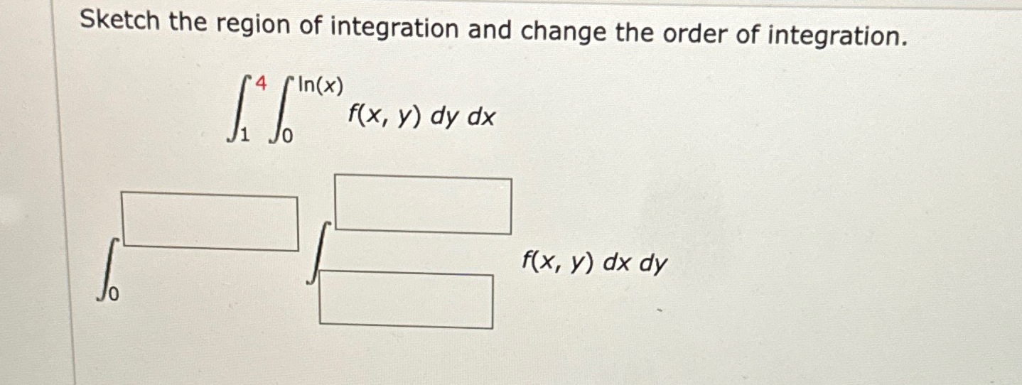 Solved Sketch the region of integration and change the order | Chegg.com