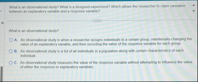 Solved What is an observational stady? What is a designed | Chegg.com