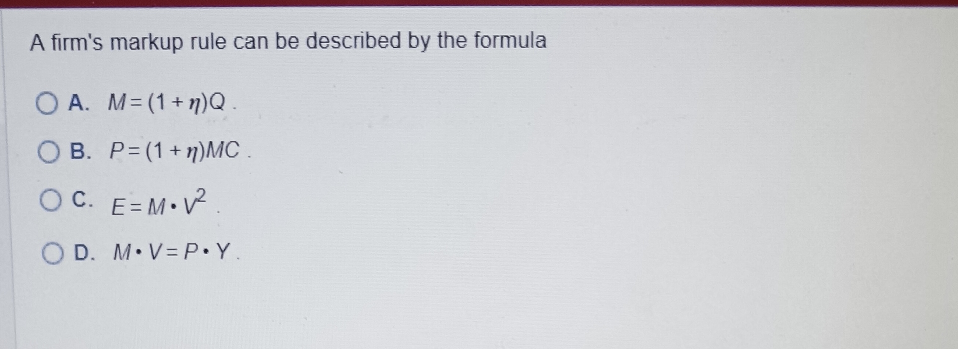Solved A firm's markup rule can be described by the | Chegg.com
