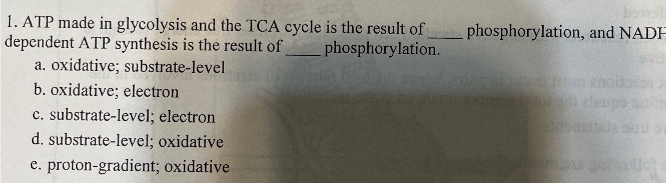 Solved ATP made in glycolysis and the TCA cycle is the | Chegg.com