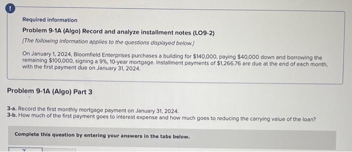 Solved Required information Problem 9-1A (Algo) Record and | Chegg.com