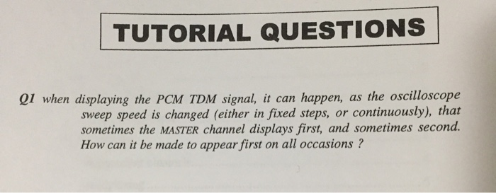 TUTORIAL QUESTIONS Q1 when displaying the PCM TDM | Chegg.com