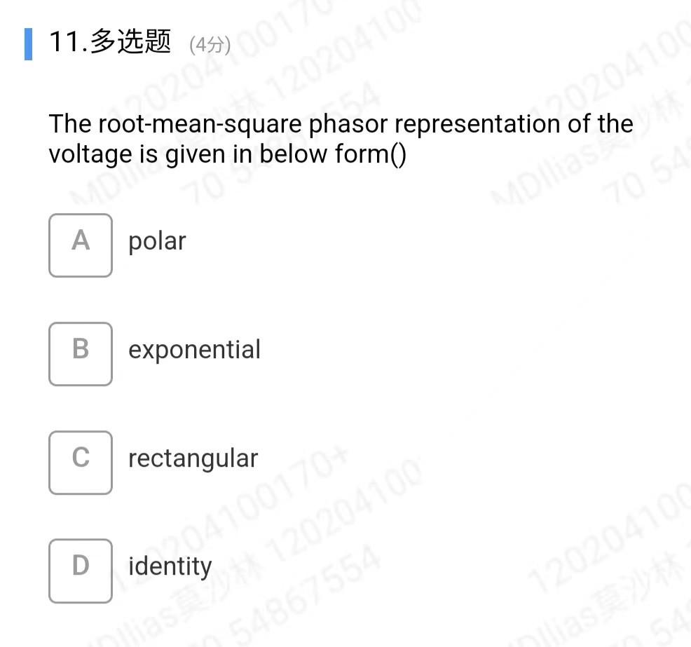 Solved The Root Mean Square Phasor Representation Of The