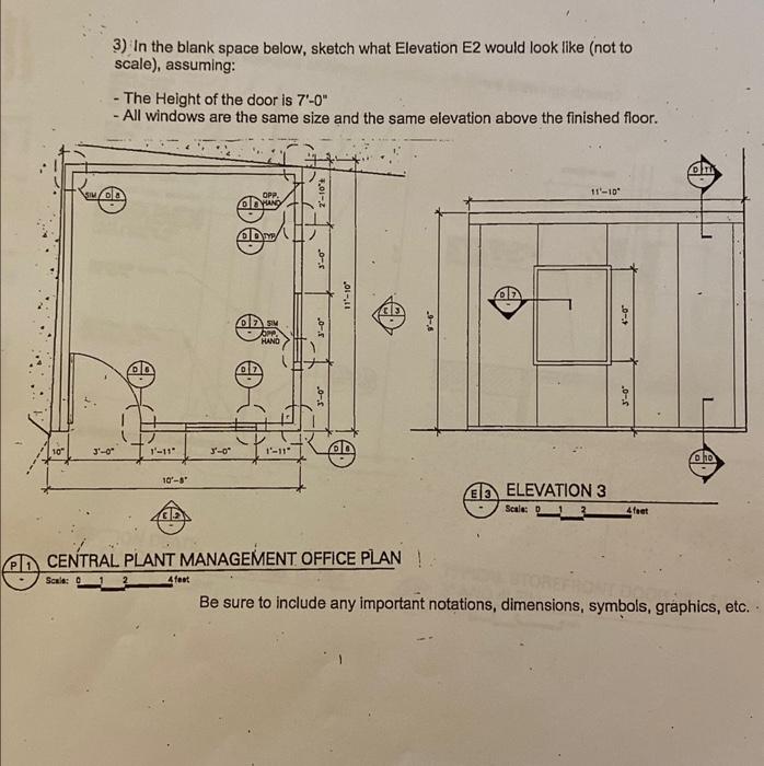 Solved 3) In the blank space below, sketch what Elevation E2 | Chegg.com