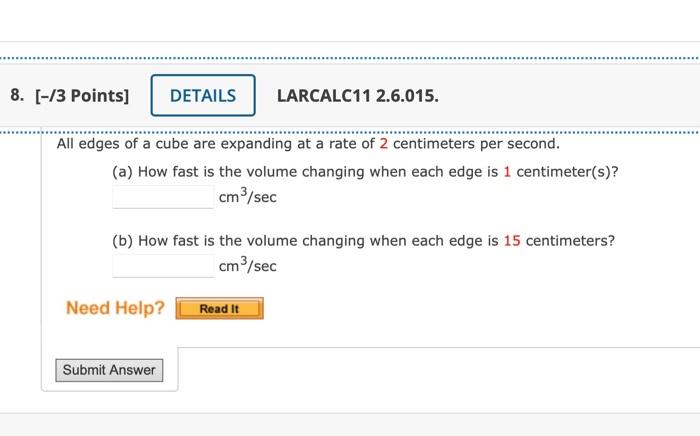 Solved All edges of a cube are expanding at a rate of 2 | Chegg.com