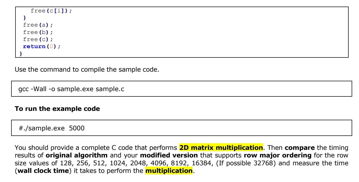 Solved Considering the following 2D matrix multiplication | Chegg.com