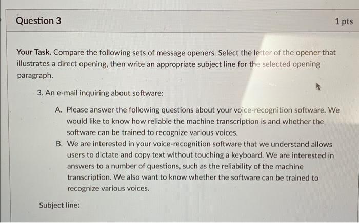 Your Task. Compare the following sets of message | Chegg.com