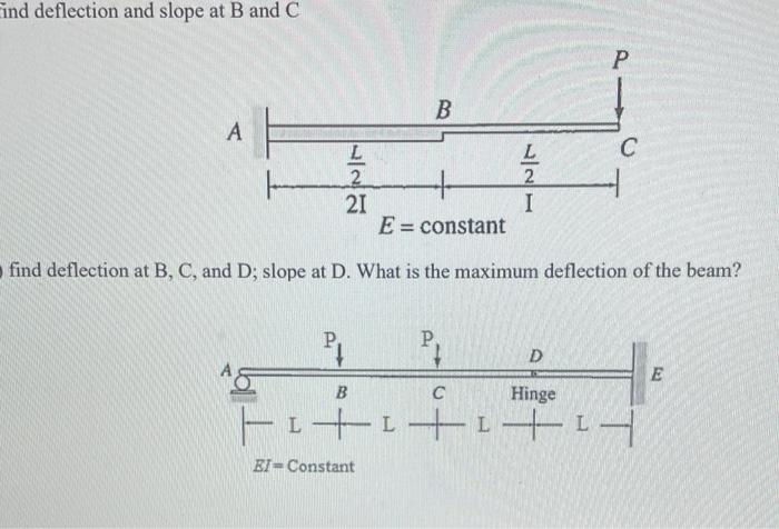 Solved ind deflection and slope at B and C find deflection | Chegg.com