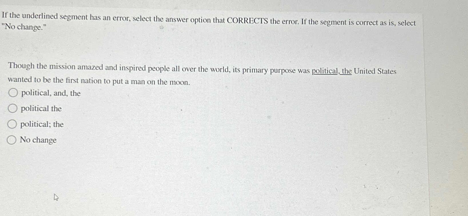 Solved If the underlined segment has an error, select the | Chegg.com
