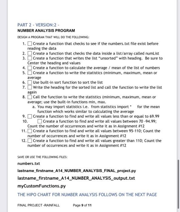 Solved Part 2 Version2 Number Analysis Program Design A 