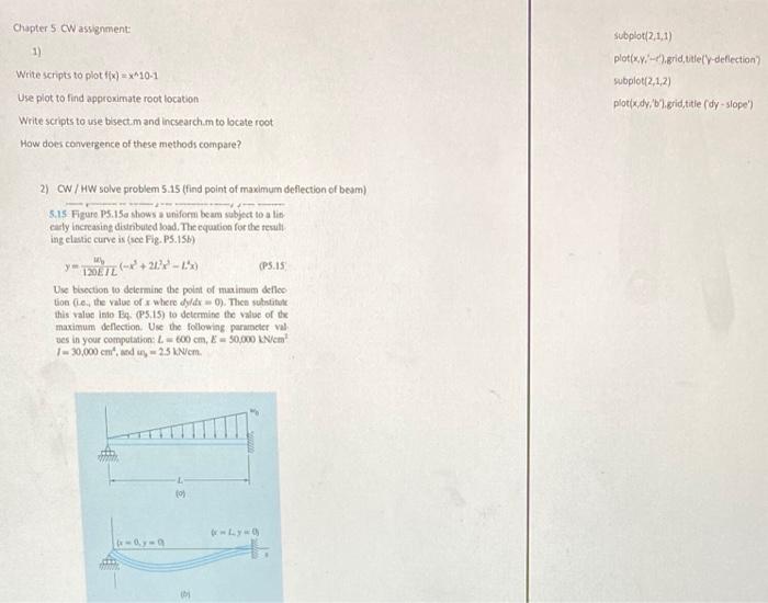 Solved Chapter 5 CW assiznment: 1) Write scripts to plot | Chegg.com