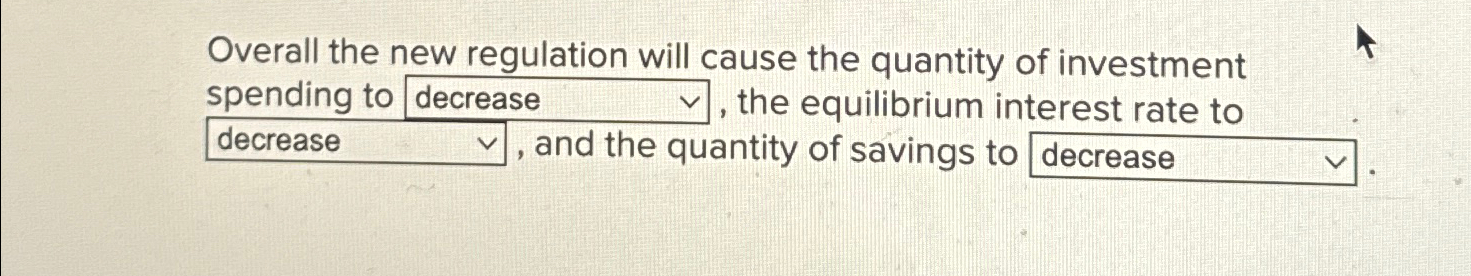 Solved Overall the new regulation will cause the quantity of | Chegg.com
