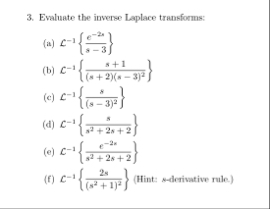 Solved Evaluate the inverse Laplace | Chegg.com