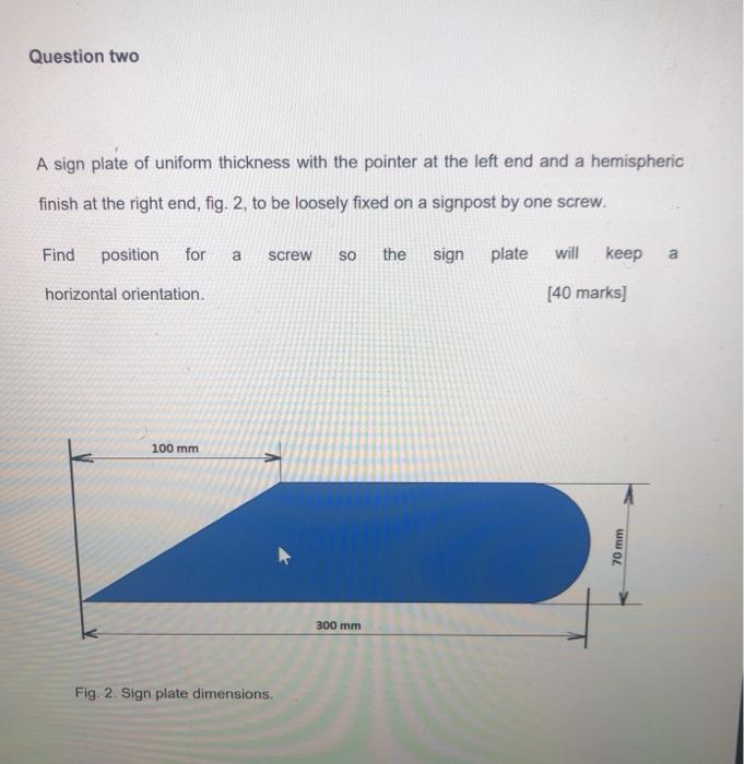 Solved Question two A sign plate of uniform thickness with | Chegg.com