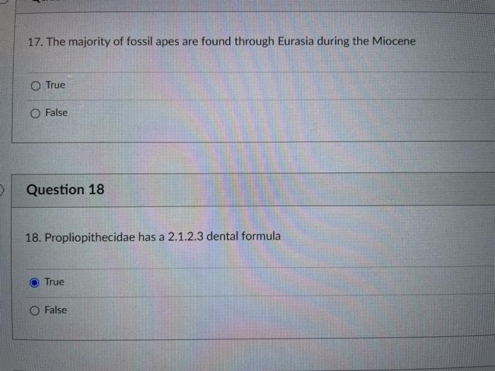 Solved 17. The majority of fossil apes are found through | Chegg.com