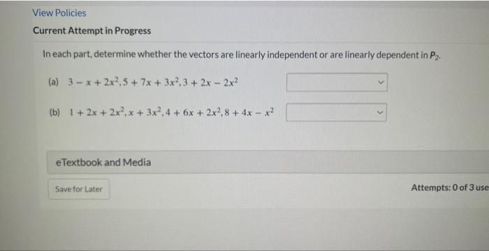 Solved In each part, determine whether the vectors are | Chegg.com