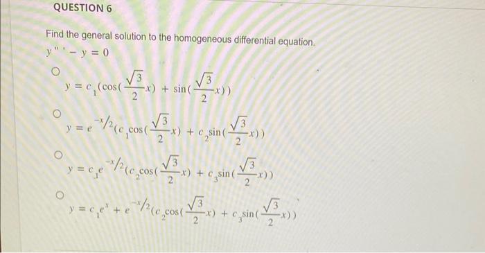 Solved Find the general solution to the homogeneous | Chegg.com