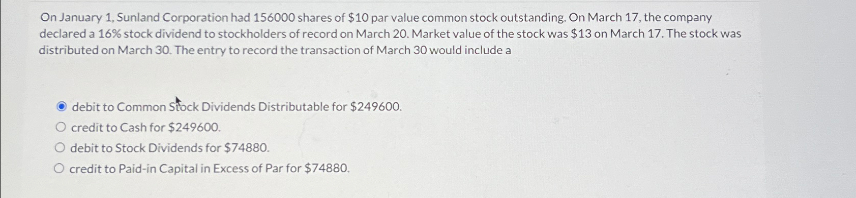 Solved On January 1 , ﻿Sunland Corporation had 156000 | Chegg.com