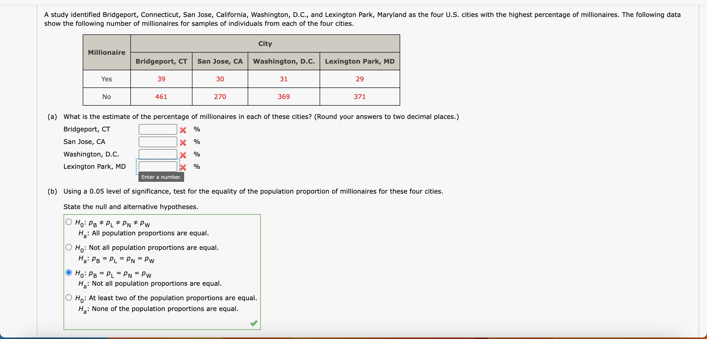 Solved show the following number of millionaires for samples | Chegg.com