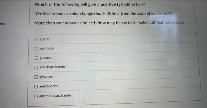 Solved Which of the following will give a positive I2 | Chegg.com