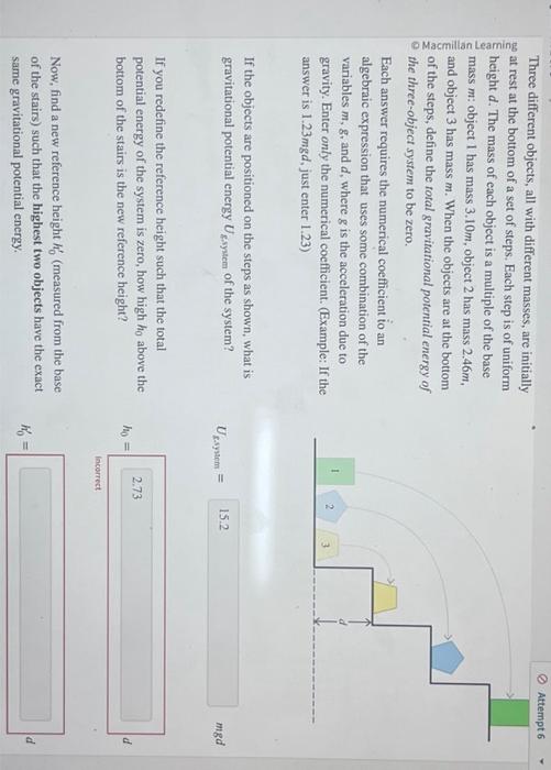 Solved Three different objects, all with different masses, | Chegg.com