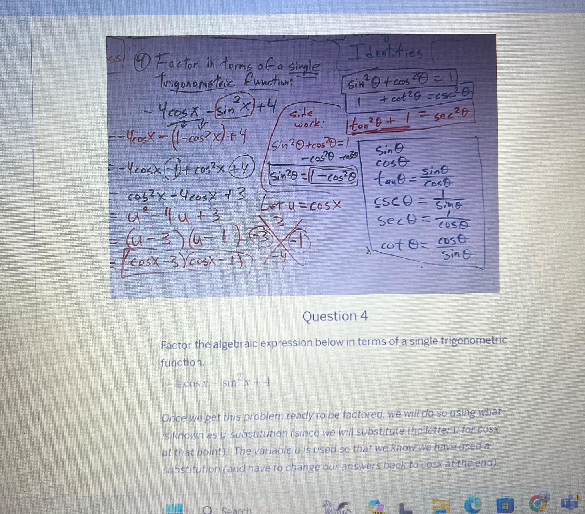Solved Solve factor the algebraic expression below in terms | Chegg.com