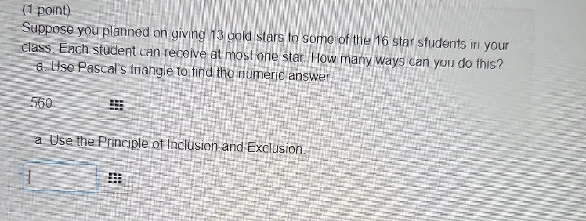 Solved Suppose you planned on giving 13 gold stars to some | Chegg.com