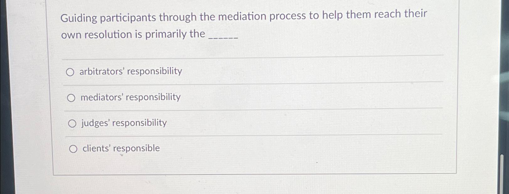 Solved Guiding participants through the mediation process to | Chegg.com