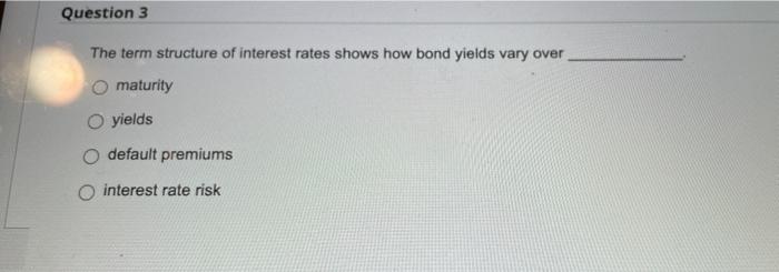 Solved Question 3 The term structure of interest rates shows | Chegg.com