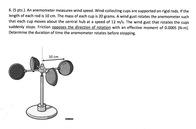 Solved (5 ﻿pts.). ﻿An anemometer measures wind speed. | Chegg.com