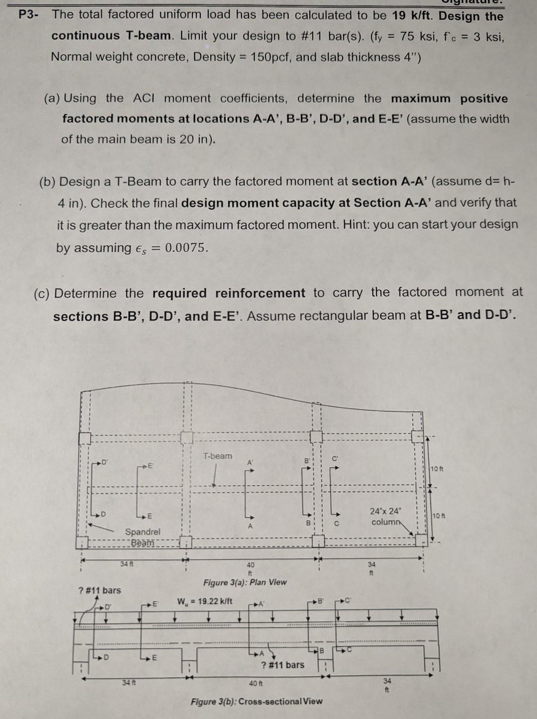 Solved P3- The total factored uniform load has been | Chegg.com