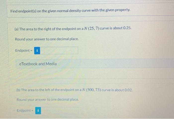 Solved find endpoints on the given normal density curve with | Chegg.com