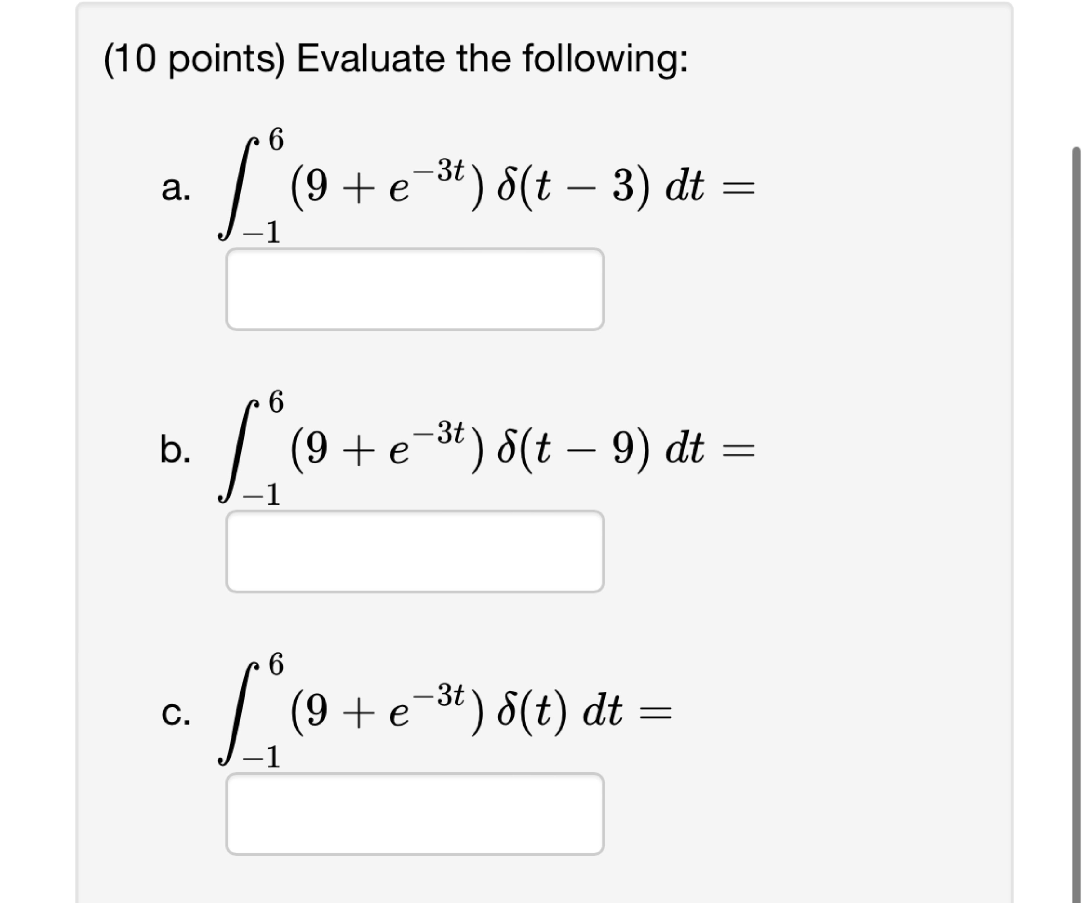 Solved (10 ﻿points) ﻿Evaluate the | Chegg.com
