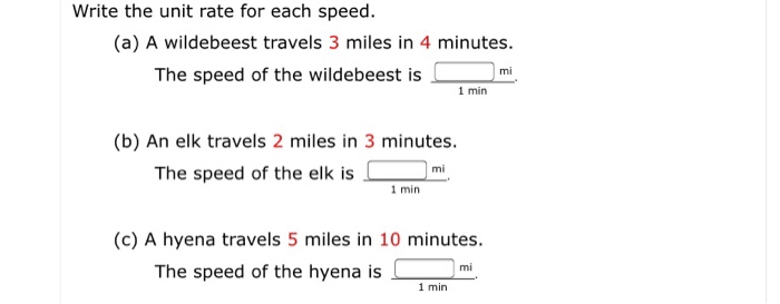 Solved Write the unit rate for each speed (a) A wildebeest | Chegg.com
