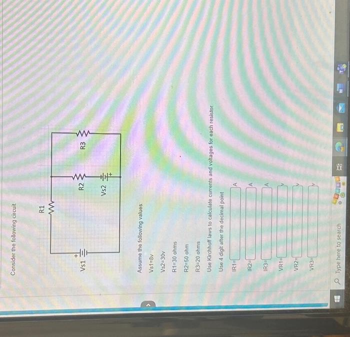 Solved Consider the following circuit Vs1 IR1= IR2= IR3= | Chegg.com