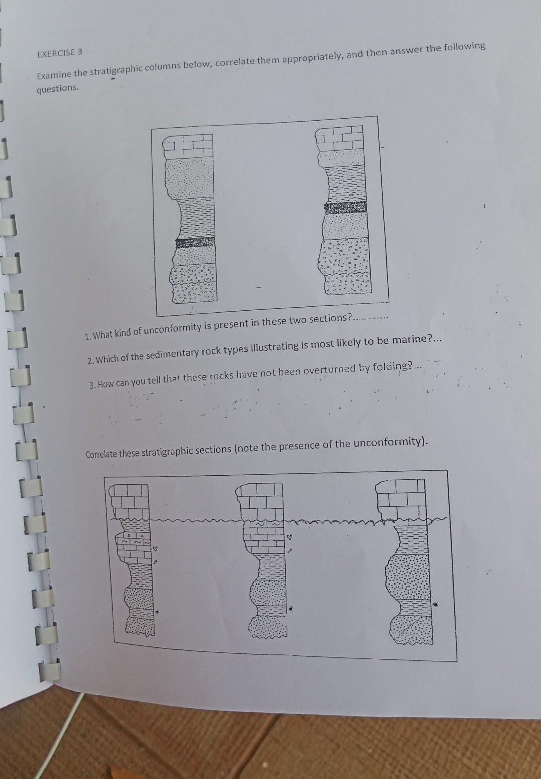 Solved Examine the stratigraphic columns below, correlate | Chegg.com