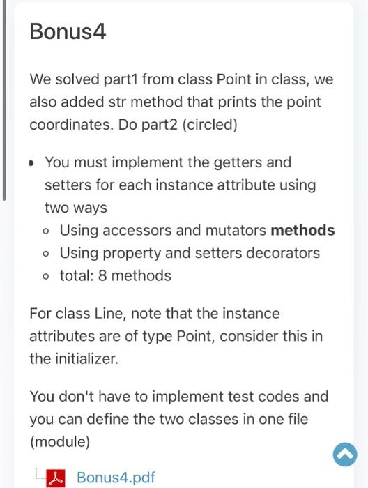 Solved Bonus4 We solved part 1 from class Point in class, we | Chegg.com
