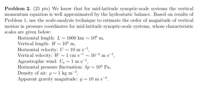 Problem 2. (25 pts) We know that for mid-latitude | Chegg.com