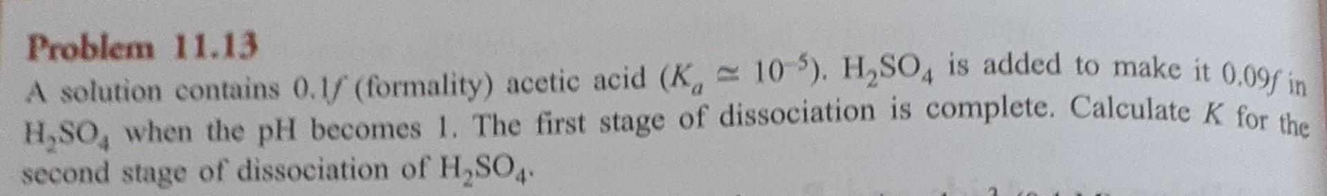 Solved Problem 11.13 A solution contains 0.1f (formality) | Chegg.com