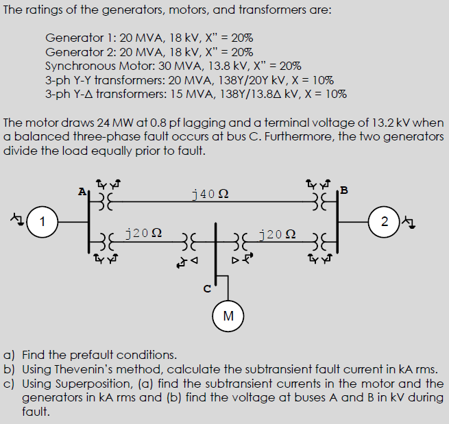 Solved The ratings of the generators, motors, and | Chegg.com