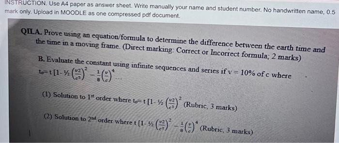 Solved INSTRUCTION. Use A4 paper as answer sheet. Write | Chegg.com