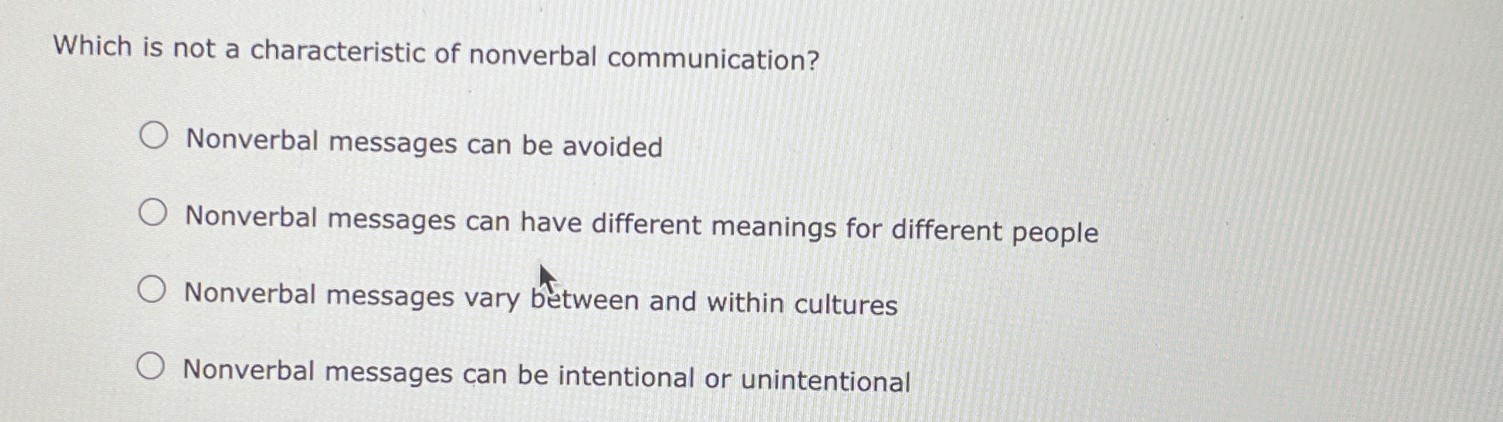 Solved Which is not a characteristic of nonverbal | Chegg.com