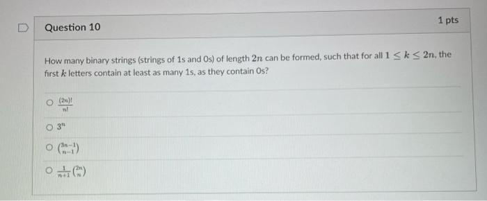 Solved How Many Binary Strings Strings Of 1s And 0 S Of 1164