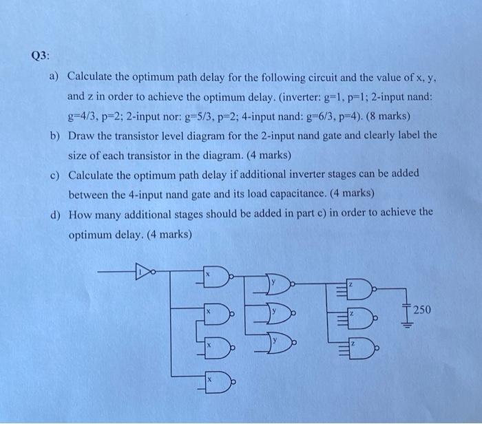 Solved Q3: a) Calculate the optimum path delay for the | Chegg.com