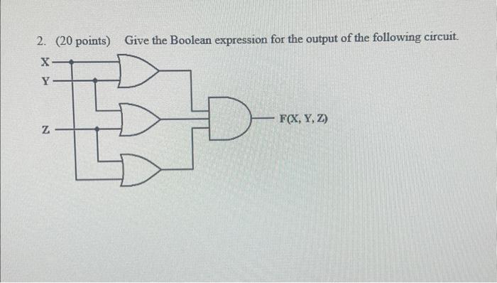 Solved 2. (20 points) Give the Boolean expression for the | Chegg.com