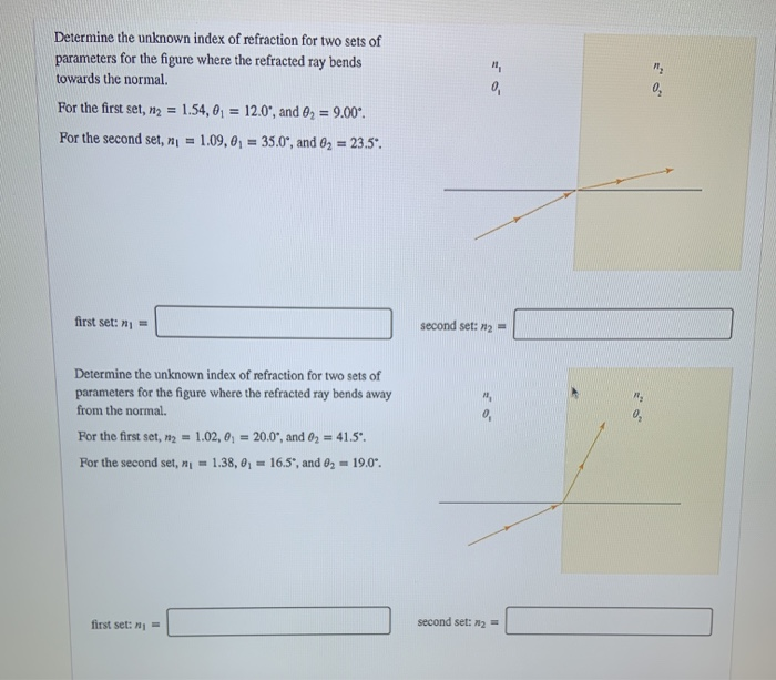 Solved 11 " Determine the unknown index of refraction for | Chegg.com